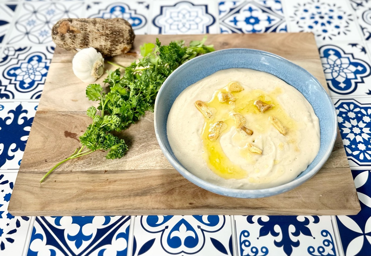 Crema de Malanga with Garlic Oil - Abuela's Cuban Counter